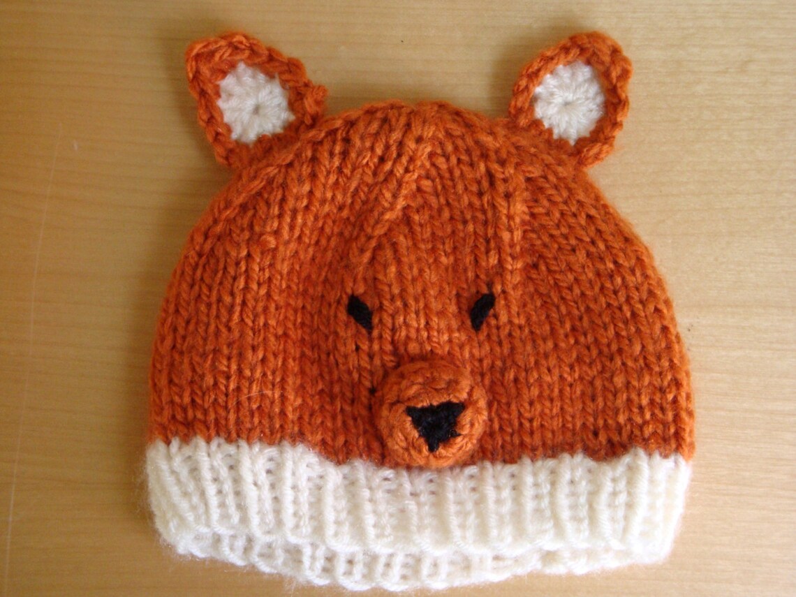 Baby Fox Hat for Baby and Toddlers Hand Knit & Crochet - Etsy