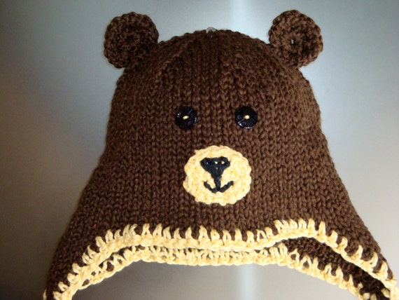 Brown Teddy Bear Hat With Earflaps and Braids All Sizes - Etsy