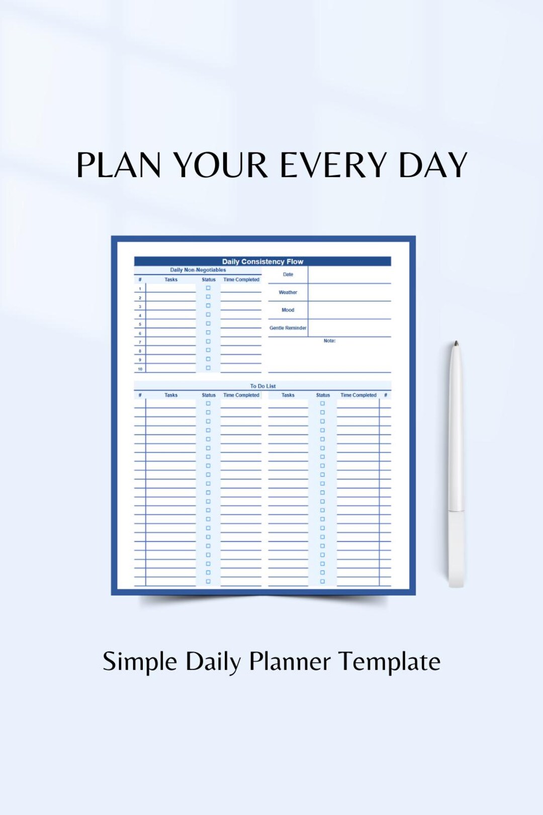 Daily Consistency Flow - Royal Blue Compact Layout | Printable Daily ...