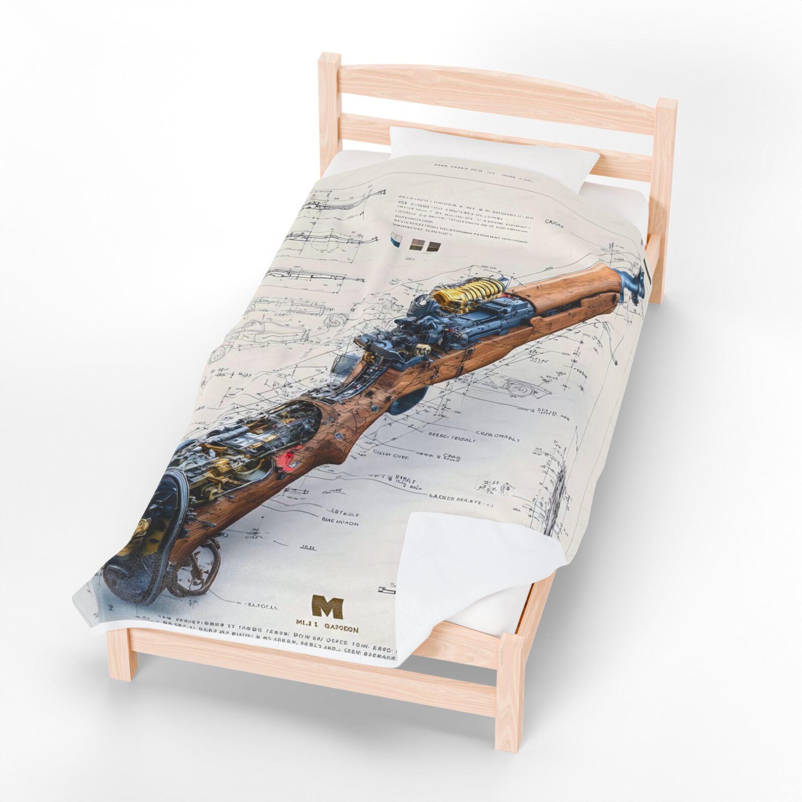 Antique Rifle Blueprint Velveteen Plush Blanket | Vintage Firearm ...