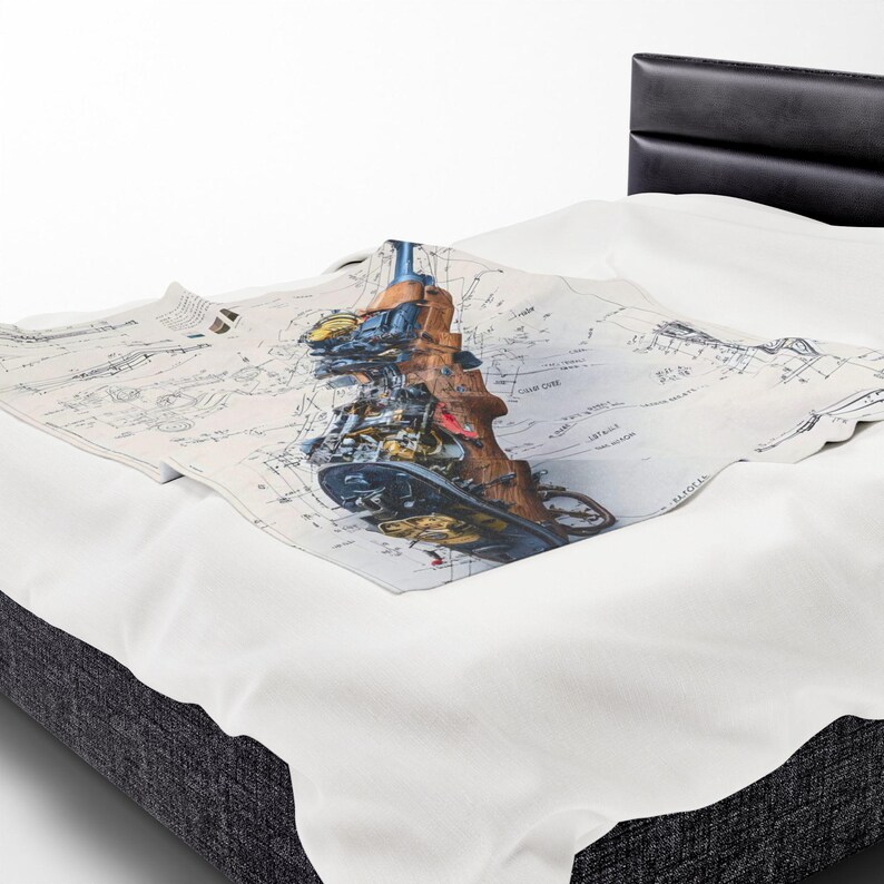 Antique Rifle Blueprint Velveteen Plush Blanket | Vintage Firearm ...
