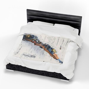 Antique Rifle Blueprint Velveteen Plush Blanket | Vintage Firearm ...