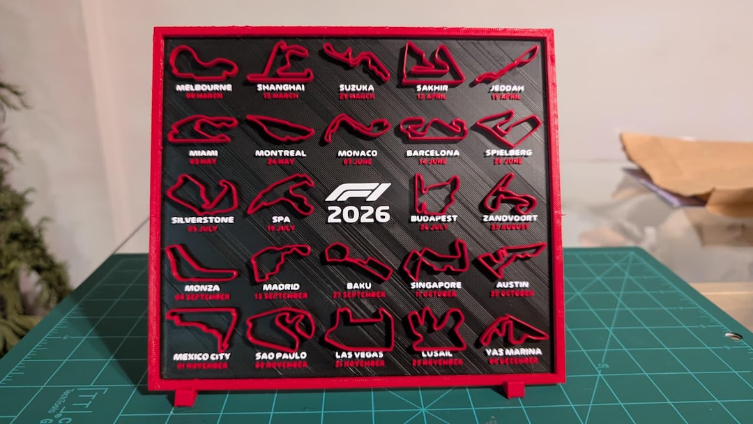 Formula 1 (F1) 2026 Race & Track Calendar 3D Printed! - Etsy
