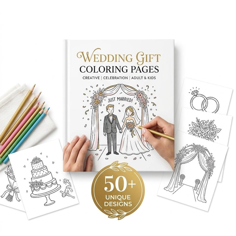 Wedding Gifts Coloring Pages Bundle | Romantic Couple Activity (PDF ...