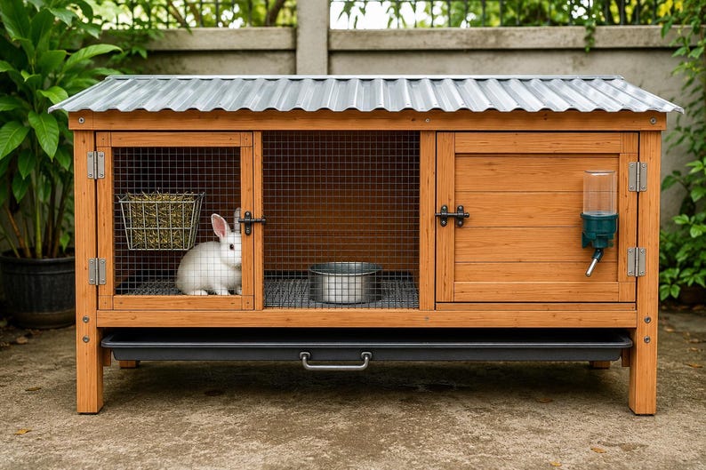 Rabbit Hutch Design Plans | Modern DIY Wooden Bunny House - Etsy Canada