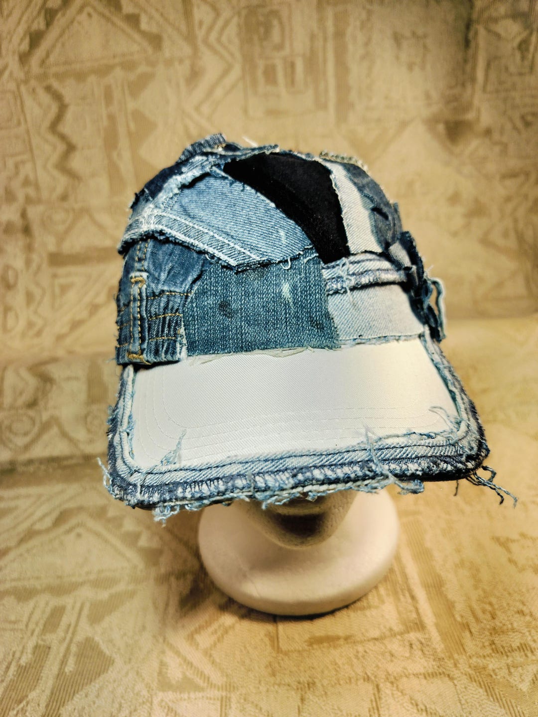 Upcycled Denim Patchwork Baseball Cap - Etsy