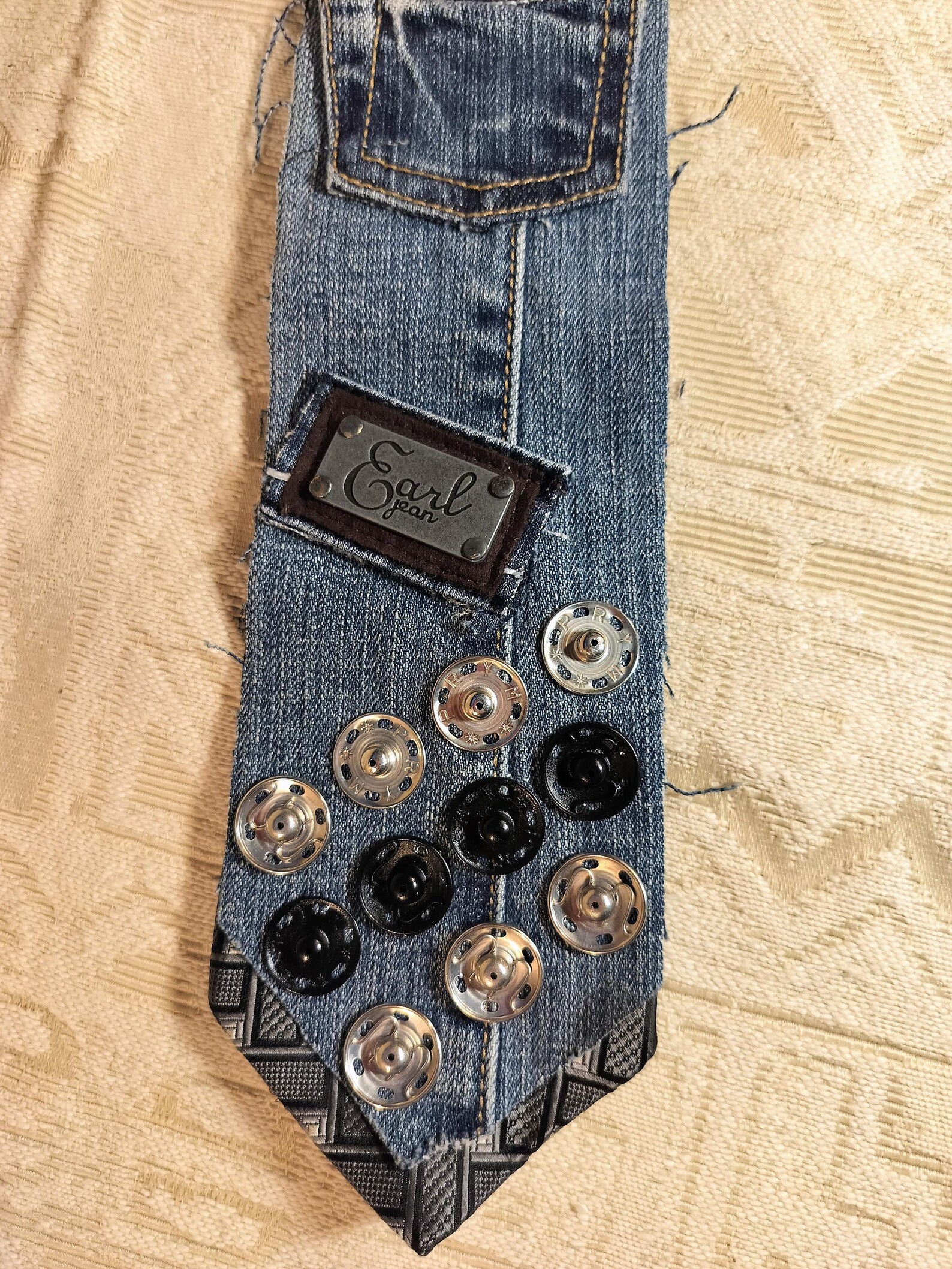 Denim Necktie With Large Snap Accents - Etsy