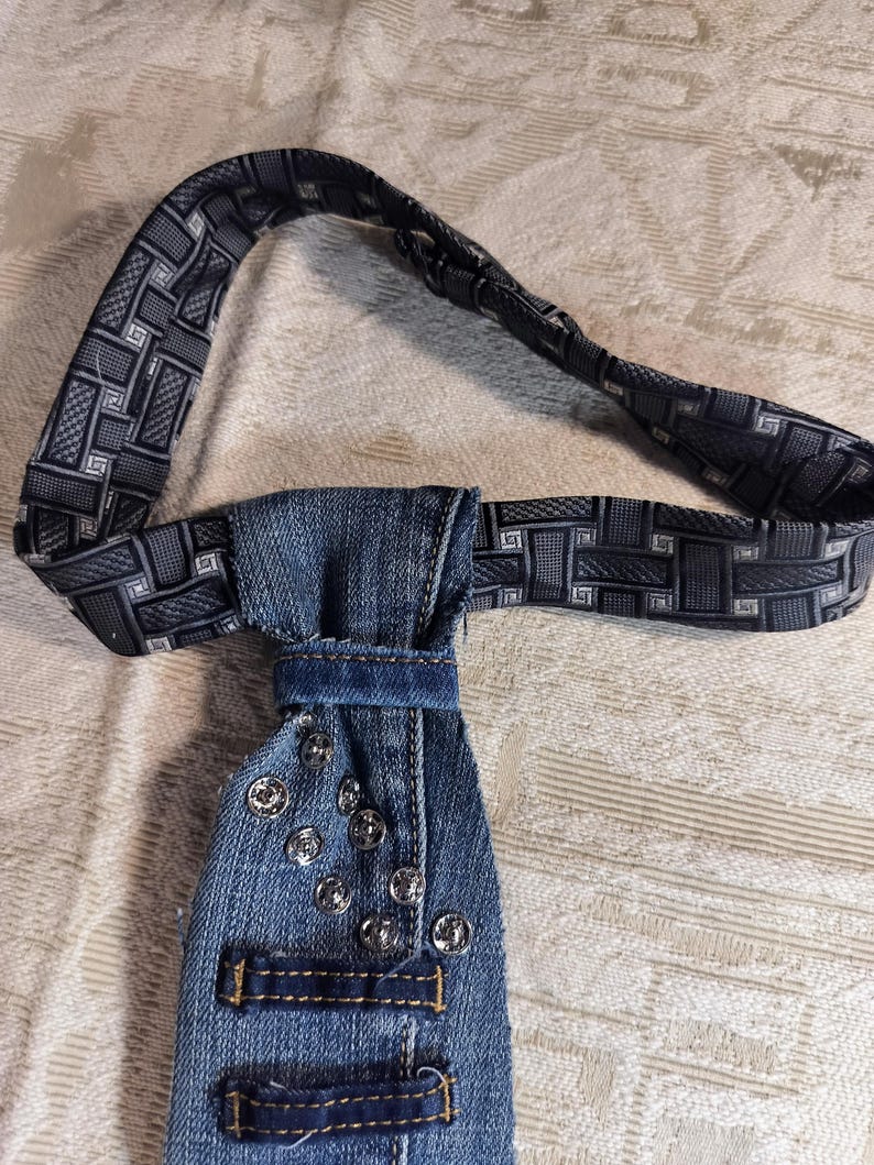 Upcycled Denim Necktie With Metal Snaps – Unisex Statement Accessory - Etsy