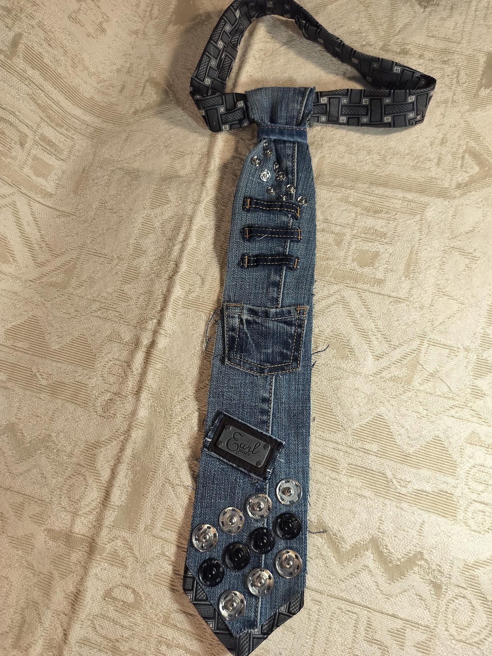 Upcycled Denim Necktie With Metal Snaps – Unisex Statement Accessory - Etsy