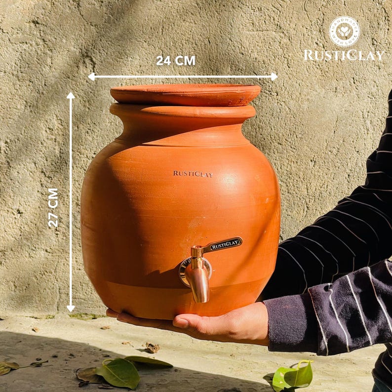 Handmade Terracotta Water Pot, 5L Clay Matka With Tap - Etsy