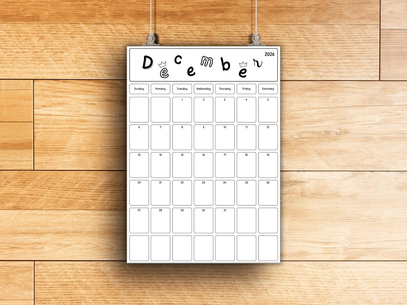 2026 Yearly Planner Printable, Monthly Calendar PDF, Simple Minimalist ...