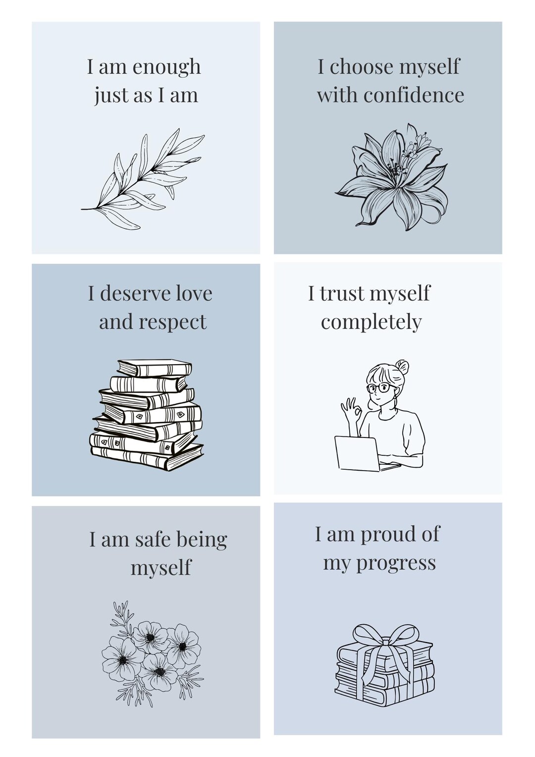 Self-love Affirmation Cards – 30 Printable Cards PDF | Pink, Blue ...