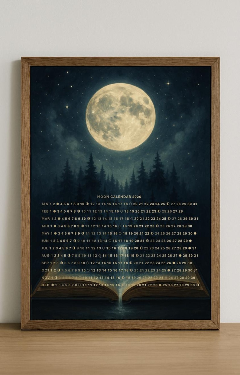 2026 Moon Calendar Printable, Northern & Southern Hemisphere (digital ...