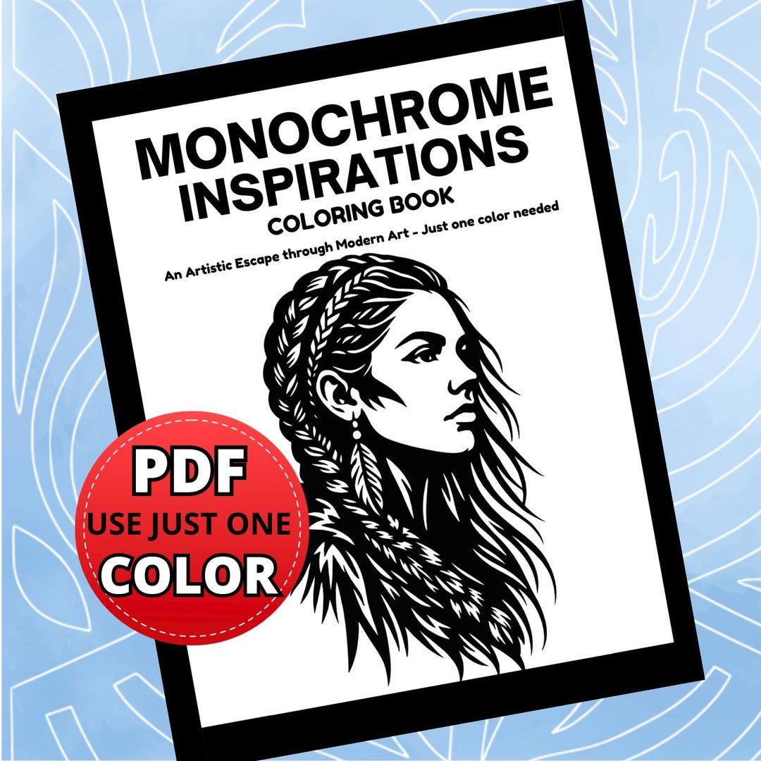 Monochrome Coloring Book Pages, Modern Art Designs, One Color Printable ...