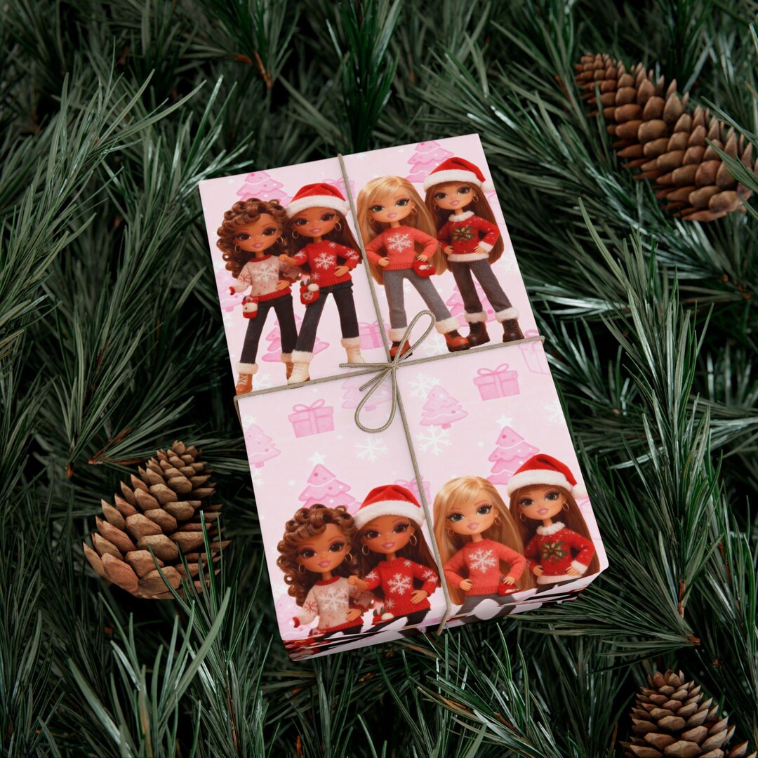 Pink Christmas Girl Doll Wrapping Paper - Etsy