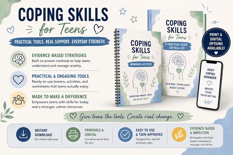 Teen Coping Skills Bundle 2 Lesson Plan Versions Worksheet Package - Etsy
