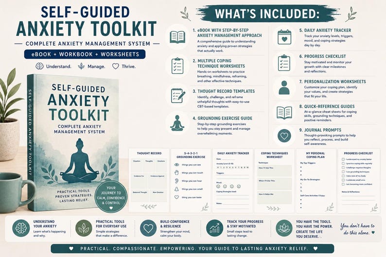 Self-guided Anxiety Toolkit Bundle | Complete Anxiety Management System ...