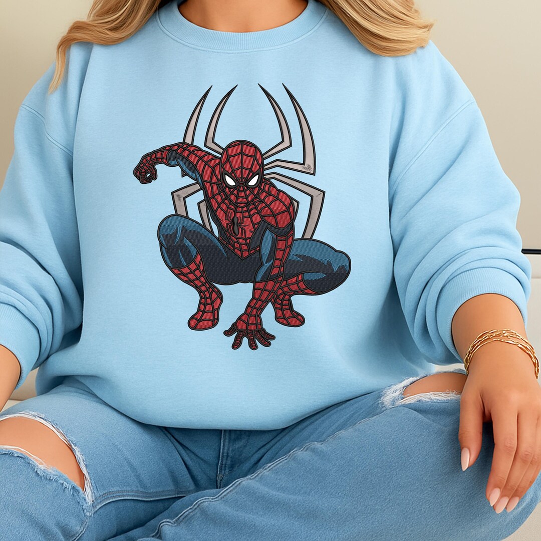 Spiderman Embroidery Design, Spider Hero Machine Pattern, Crouching ...