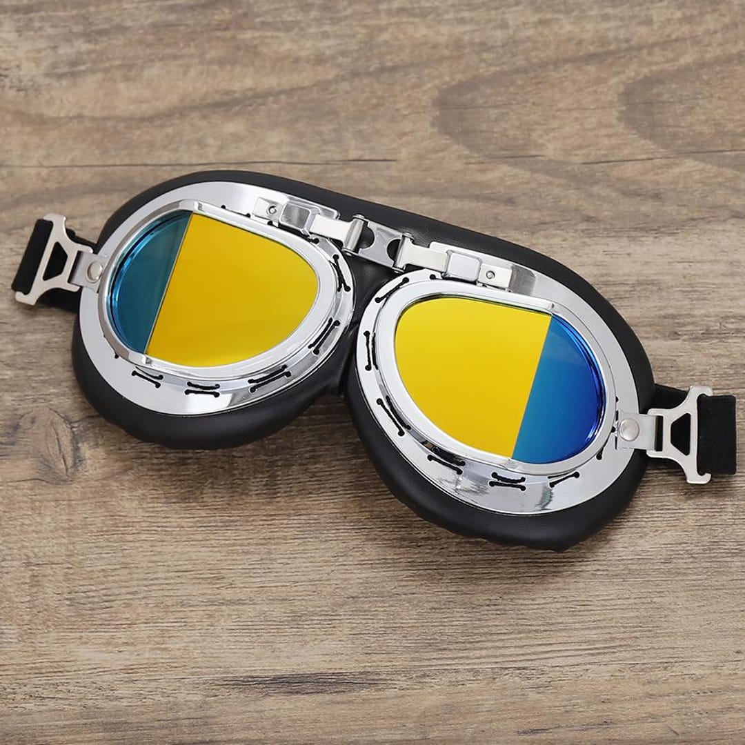 Retro Angled Harley Style Lens Helmet Goggles Motorcycle Off-road ...
