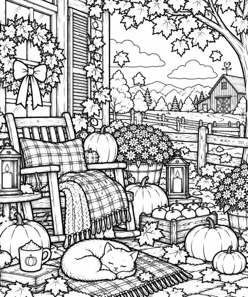 Fall Coloring Book for Kids | 15 Autumn Pages (digital PDF) - Etsy