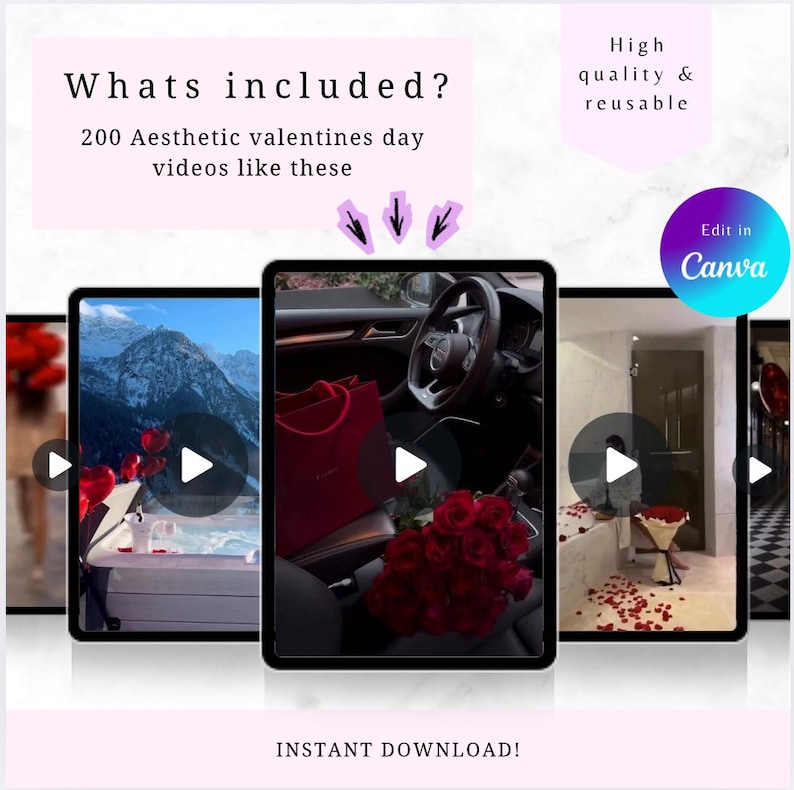 200 Valentine’s Day Social Media Prompts – Canva Editable Reels ...