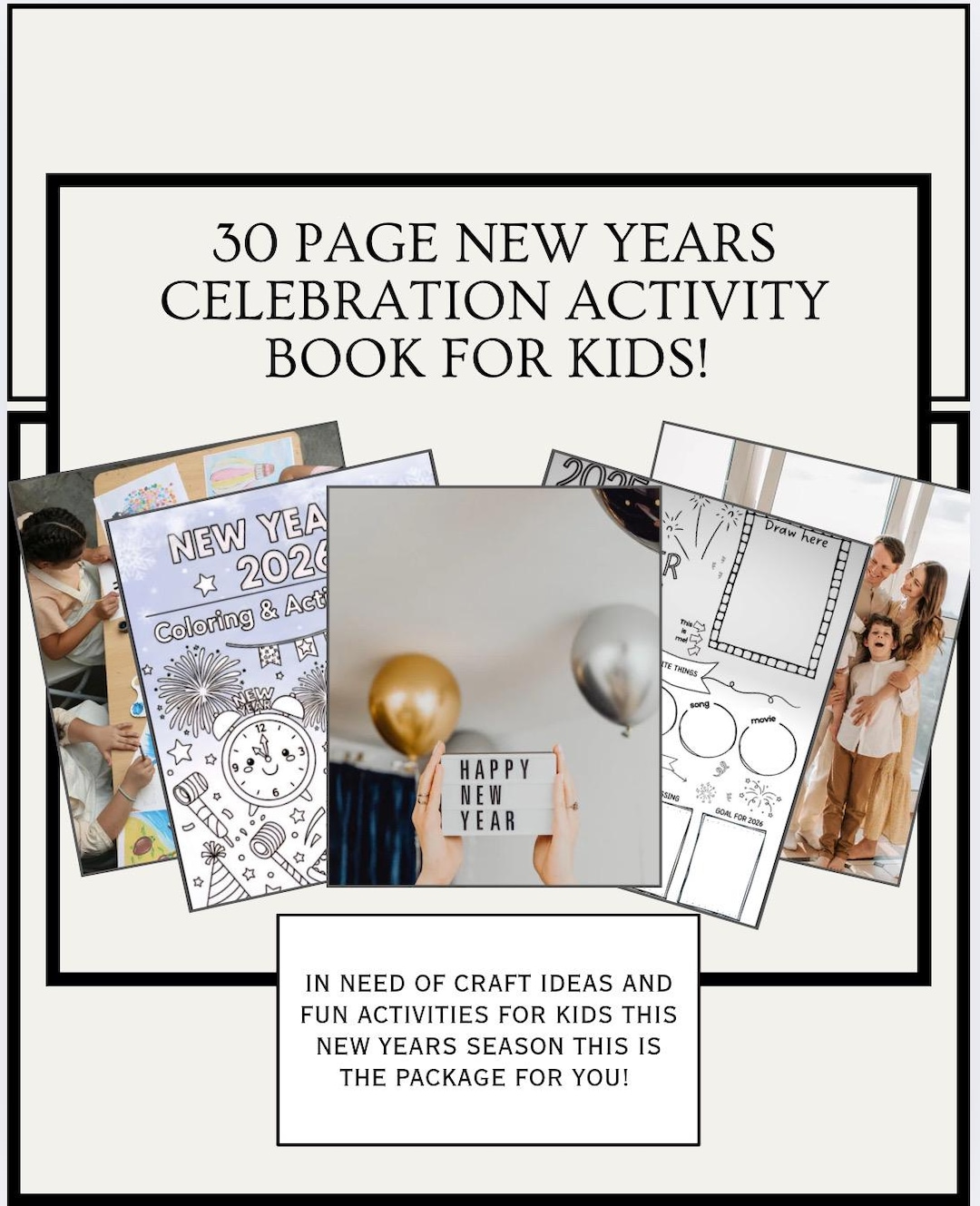 New Year Activity Book for Kids | 30-page Printable Games (PDF) - Etsy