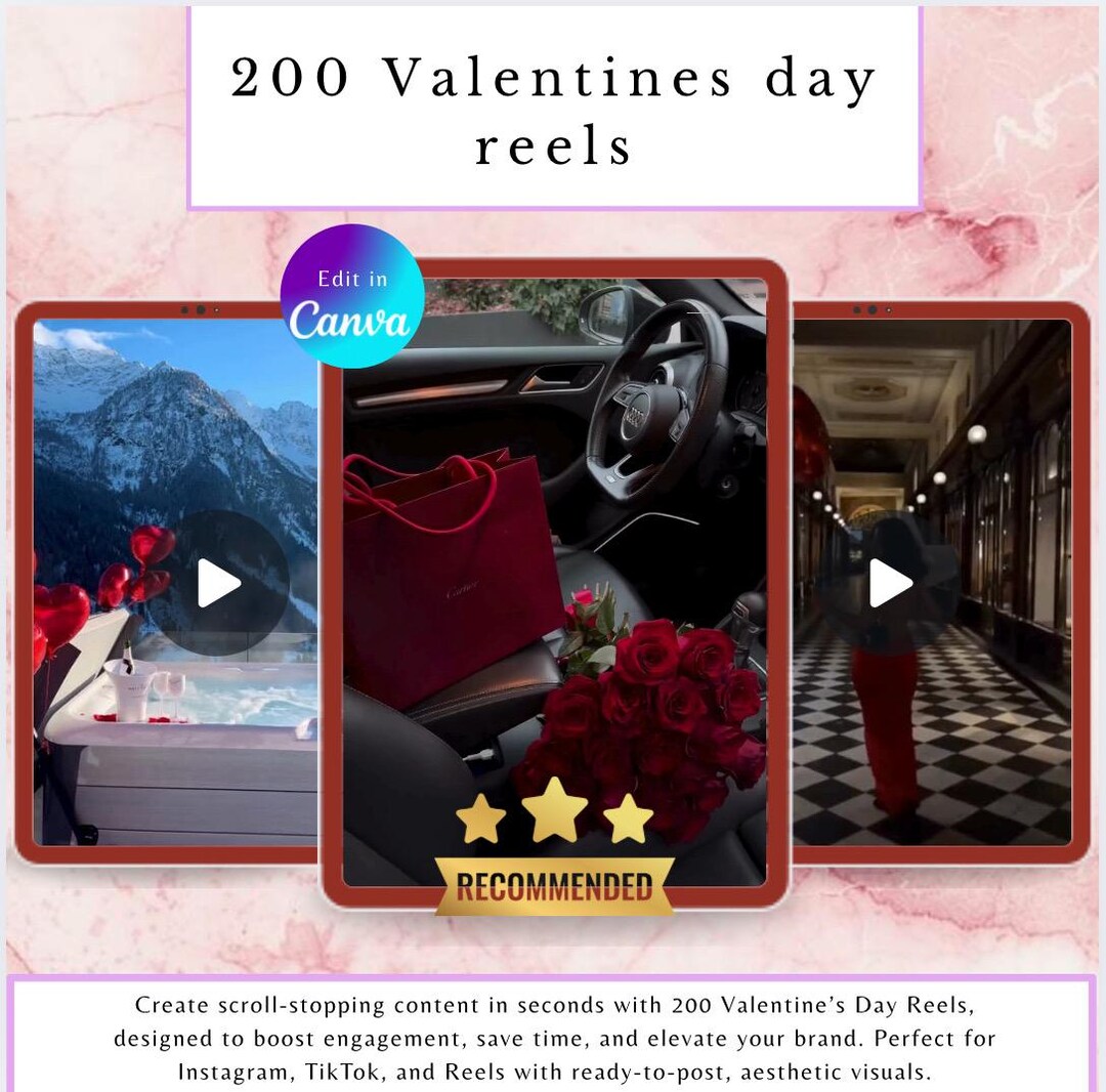 200 Valentine’s Day Social Media Prompts – Canva Editable Reels ...