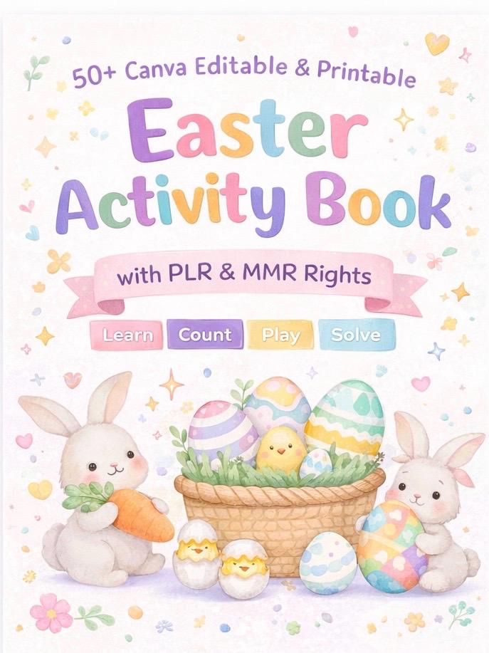Easter Activity Book Bundle | 50+ Pages, Canva Editable, Printable (PLR ...
