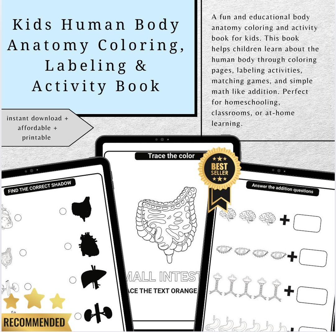Kids Human Body Anatomy Coloring & Labeling Book | Fun Science Activity ...
