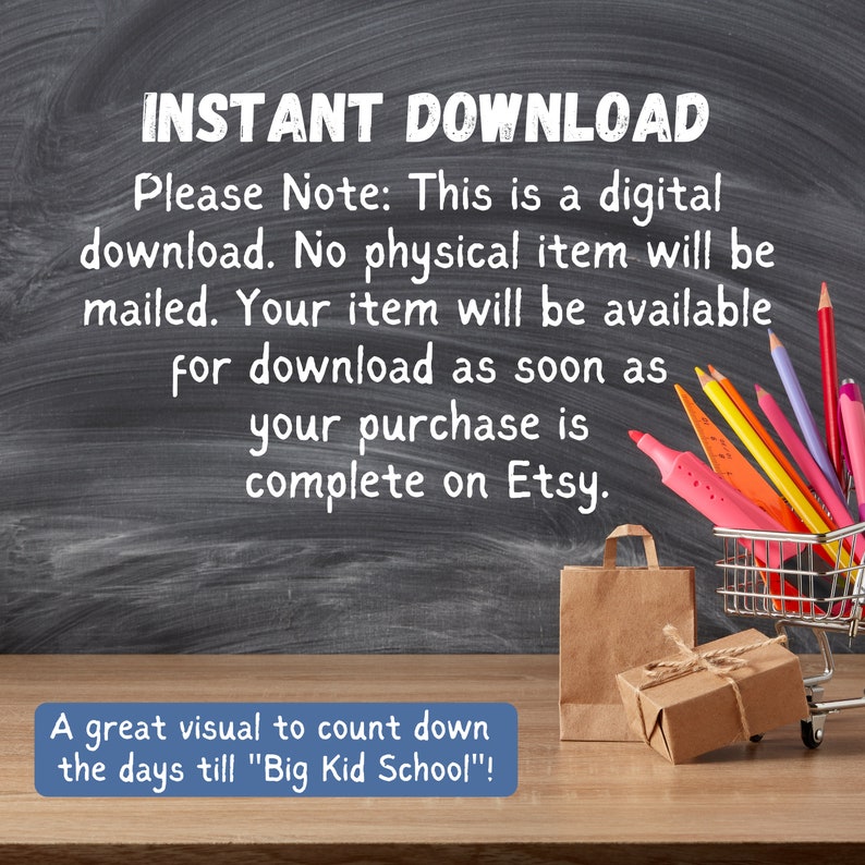 Kindergarten Countdown Chart 30 Day Full Color Printable Download - Etsy