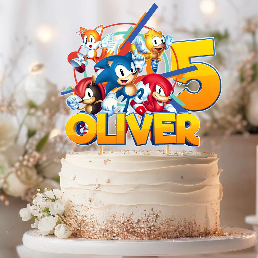 Sonic Birthday Custom Name and Age Cardstock Cake Topper - Etsy