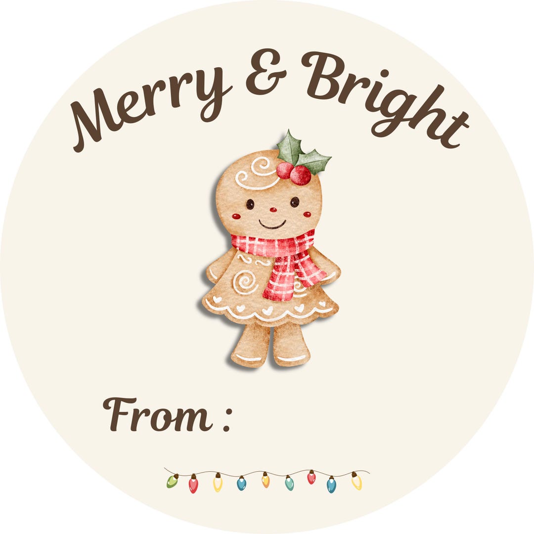Merry & Bright Gingerbread Gift Tags – Boy and Girl Set – Printable ...
