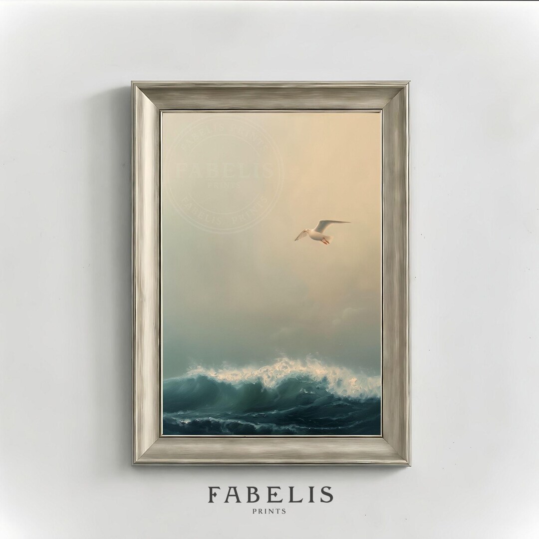 Minimal Ocean Wave Wall Art • Soft Seascape Painting • Calm Coastal ...