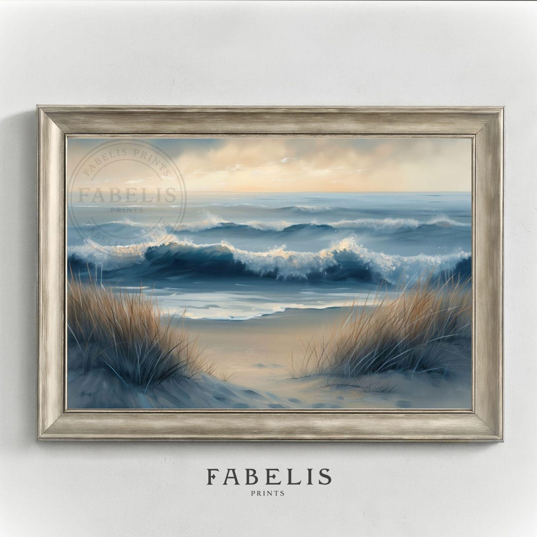 Serene Coastal Path Wall Art • Classical Ocean Landscape • Calm ...