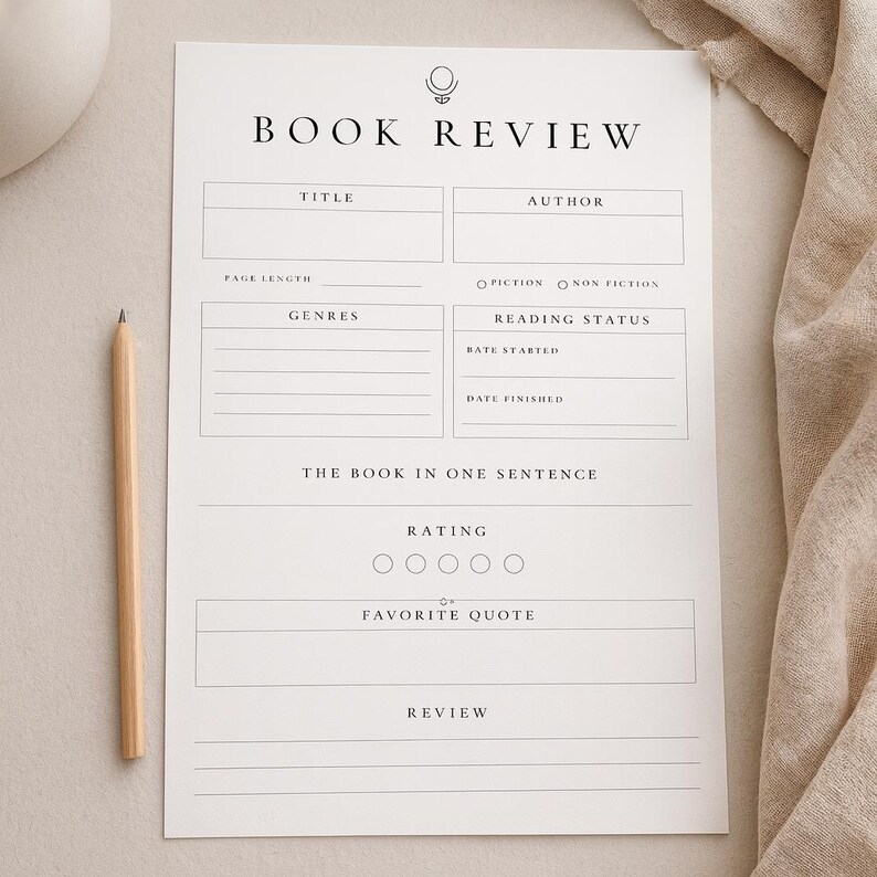 Printable Book Review Page · Reading Journal Template - Etsy