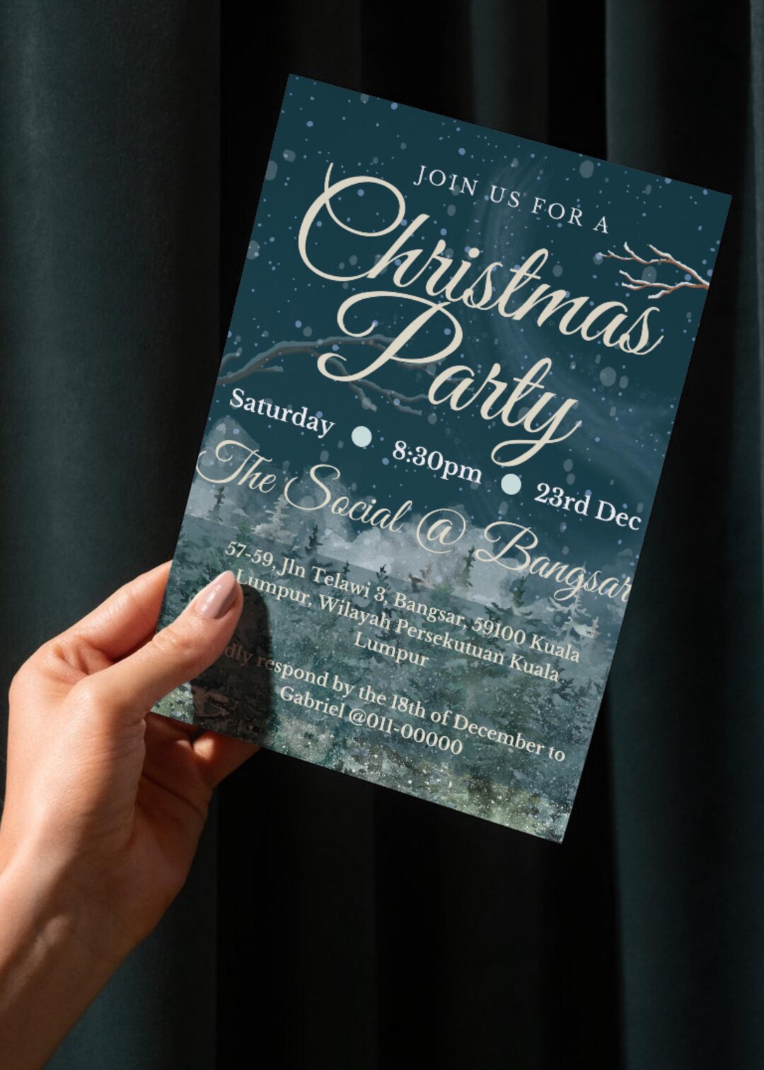 Christmas Invitation | Elegant Holiday Party Invite | Editable Canva ...