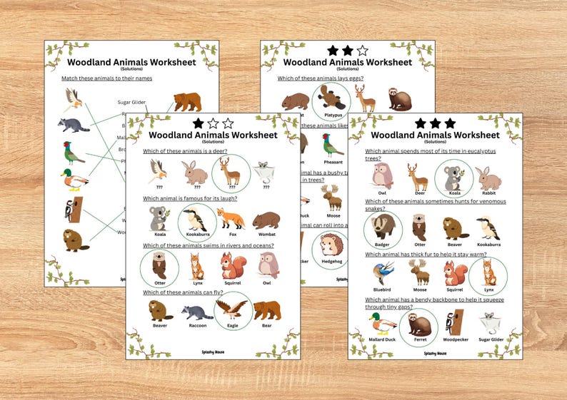 Printable Worksheets - Woodland Animal Nature Learning - for Teachers ...