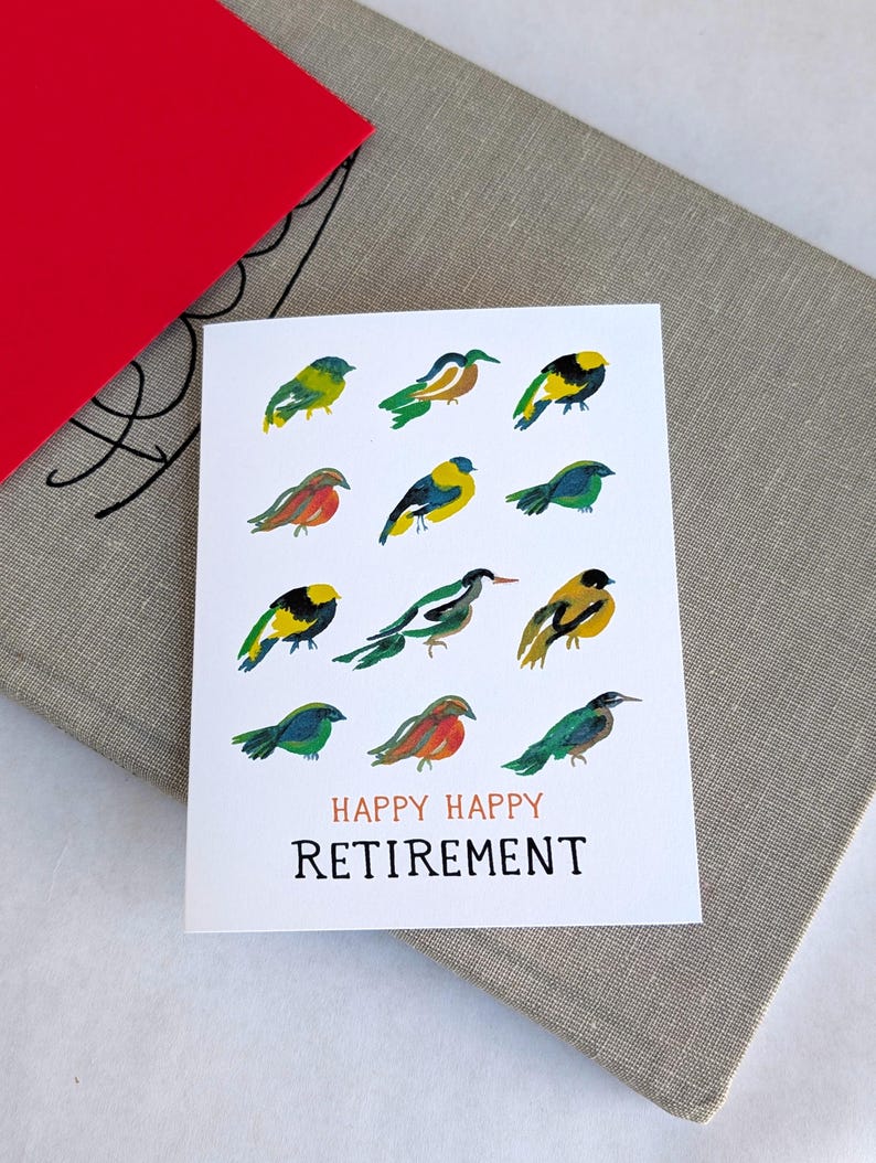 Birds Happy Retirement Greeting Card, Watercolor Colorful Birds, Time ...