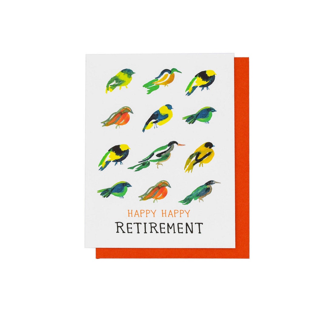Birds Happy Retirement Greeting Card, Watercolor Colorful Birds, Time ...