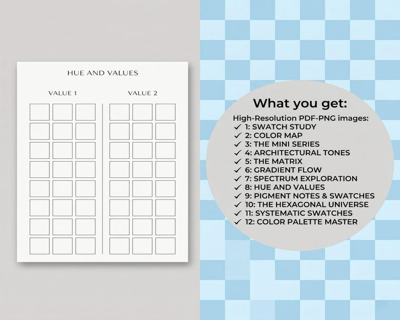 Printable Color Swatch Charts, Watercolor Palette Master, Art Journal ...