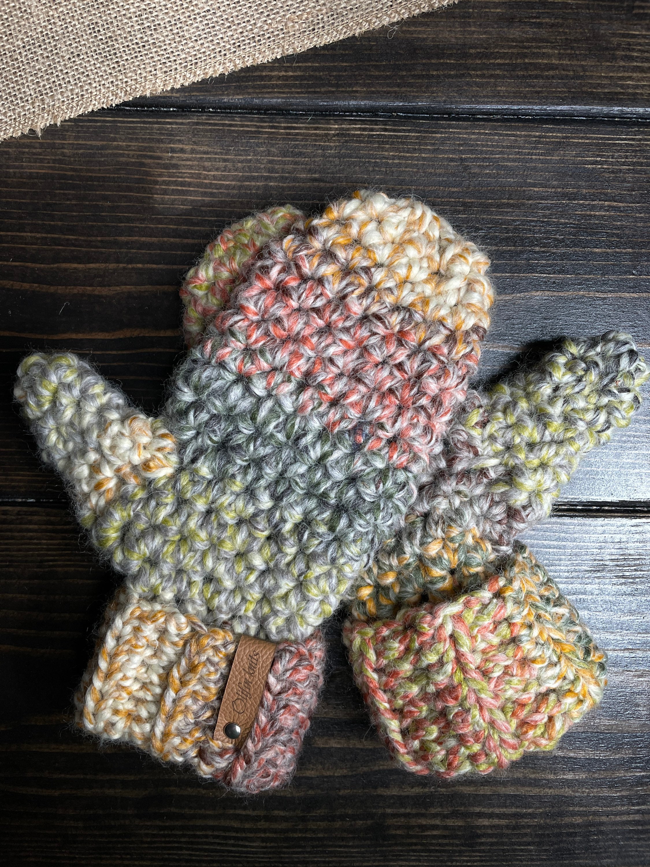 Handmade Chunky Oversized Mittens, Crochet Knit Mittens, Wool Blend ...