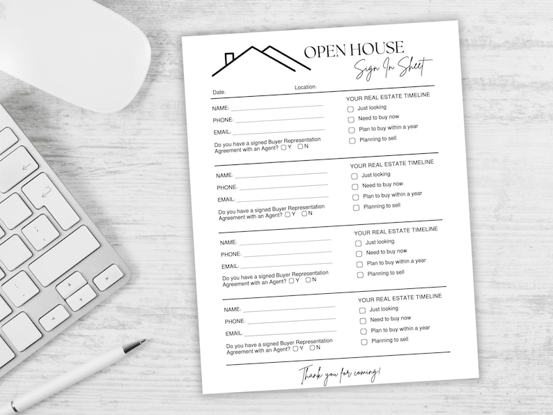 Realtor Open House Sign in Sheet Editable Canva Template | Real Estate ...