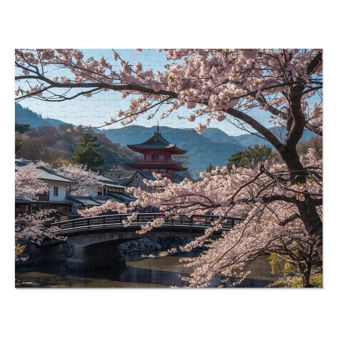 Japanese Sakura Temple Puzzle | Cherry Blossom Japan Art | 500/1000 Pcs ...