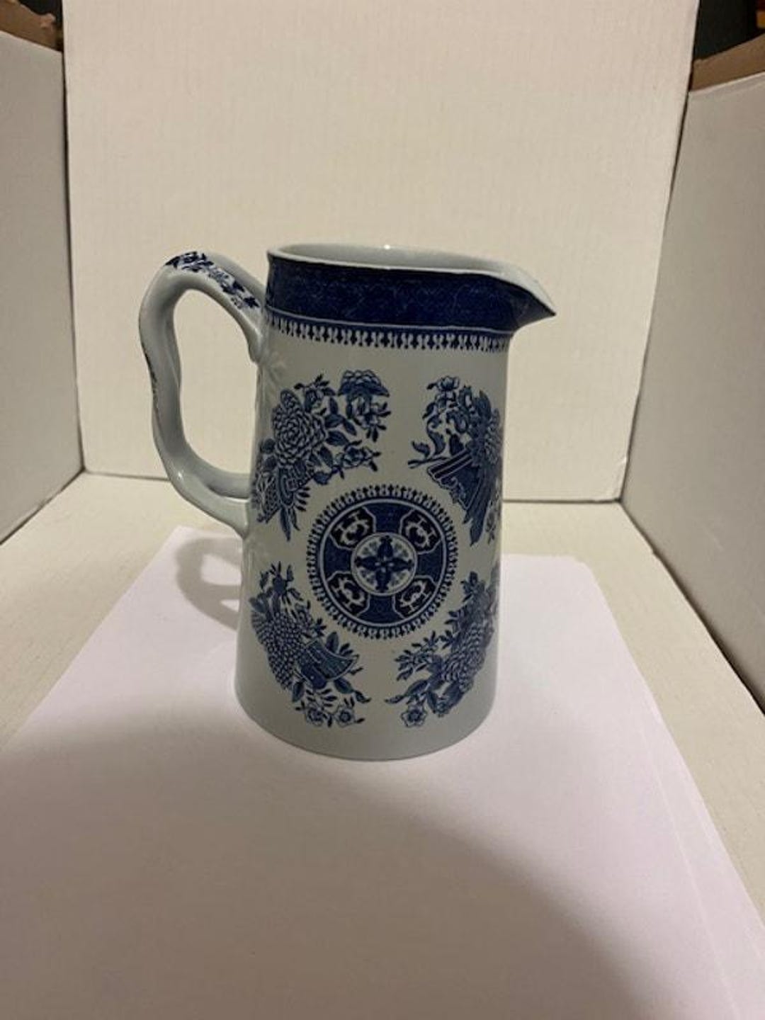 Spode Blue Italian Jug 7" Blue & White R 25 Pitcher Twisted Handle - Etsy