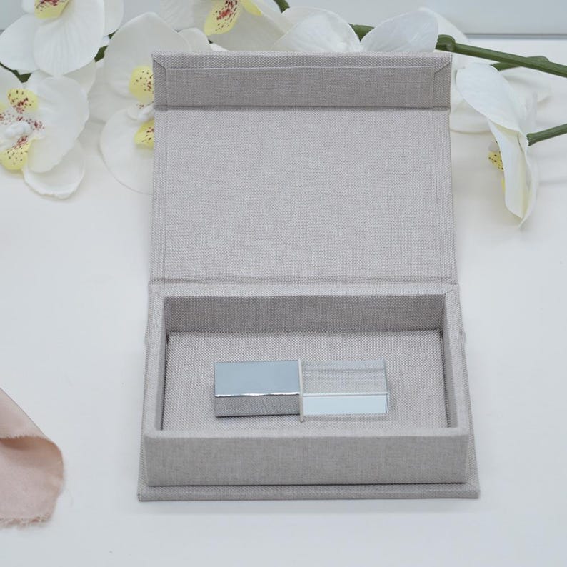 Personalized Linen Magnetic USB Box | Wedding Flash Drive ...