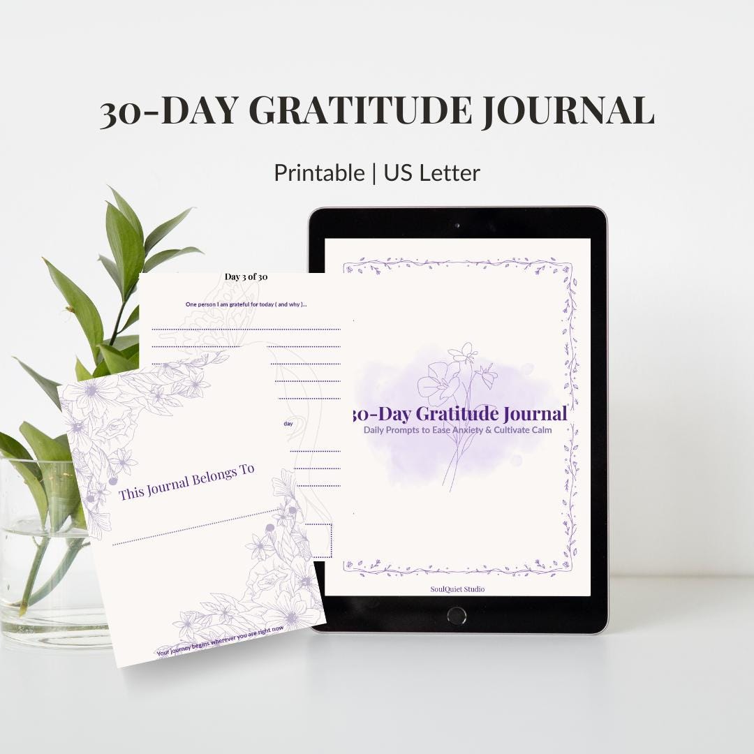 30 Day Gratitude Journal Prompts | Daily Self Care Mindfulness (PDF ...
