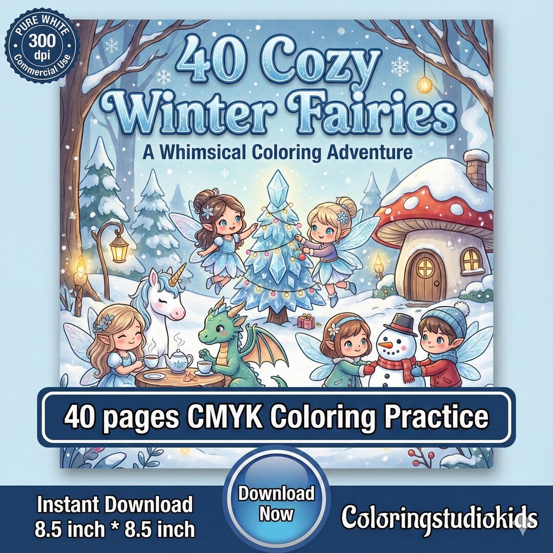 Cozy Winter Fairies: A Whimsical Coloring Adventure - Etsy