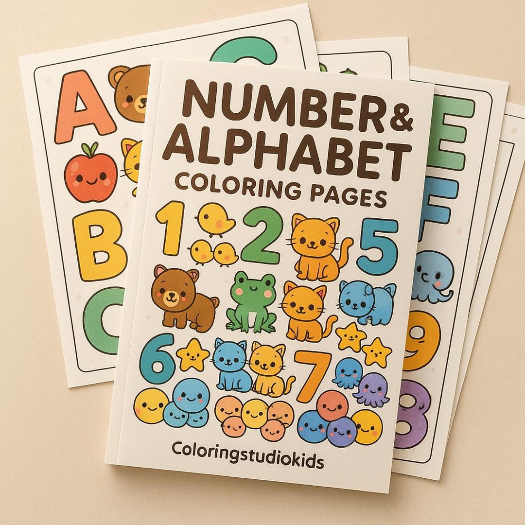 Kids Alphabet-numbers Coloring Pages Kawaii Animals-counting Worksheets ...