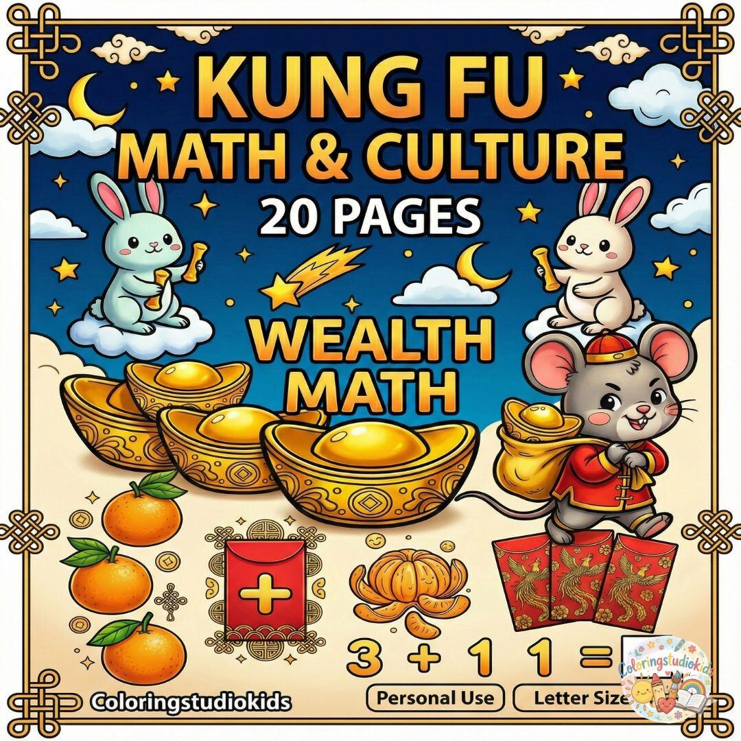 Kung Fu Animals Math Coloring Pack | Panda, Tiger, Dragon Worksheets ...