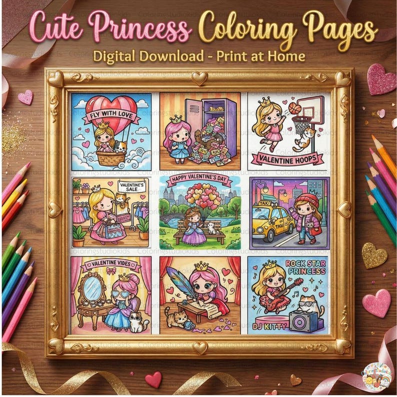 The Little Princess and Her Cat Coloring Book: 45 Fun Adventures ...